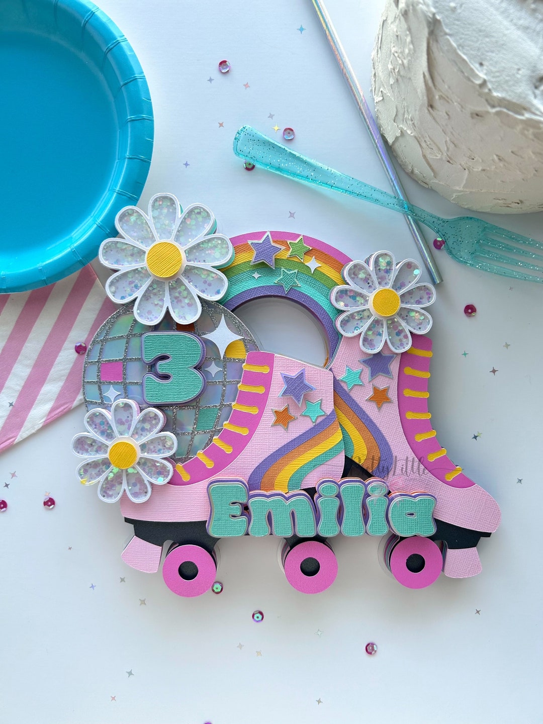 Roller Skating Cake Topper | Let’s Roll | Rolling Into Party ...