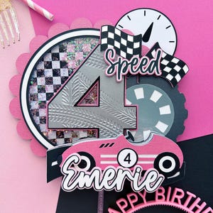 Race Car Cake Topper | Girly Race Car | Girly Two Fast | Two Fast Two ...