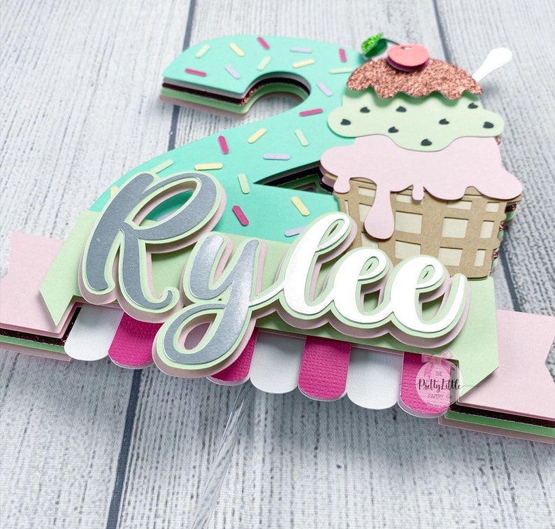 Ice Cream Cake Topper TWO Scoops Ice Cream Birthday Ice - Etsy