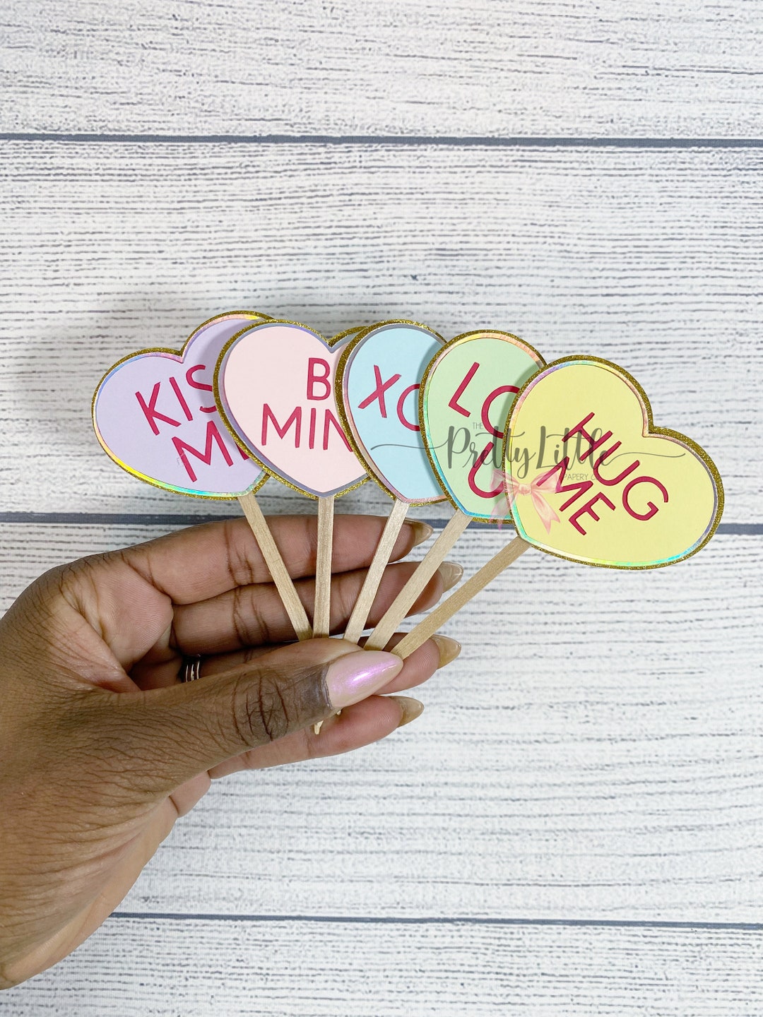Conversation Heart Cupcake Toppers Valentine's Day - Etsy