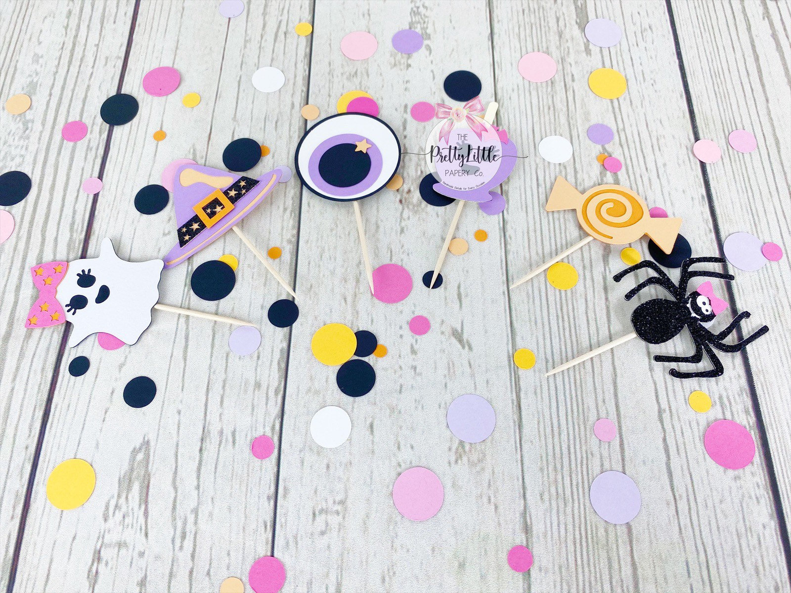 Girls Pink Halloween Birthday Cupcake Toppers Pastel Party | Etsy