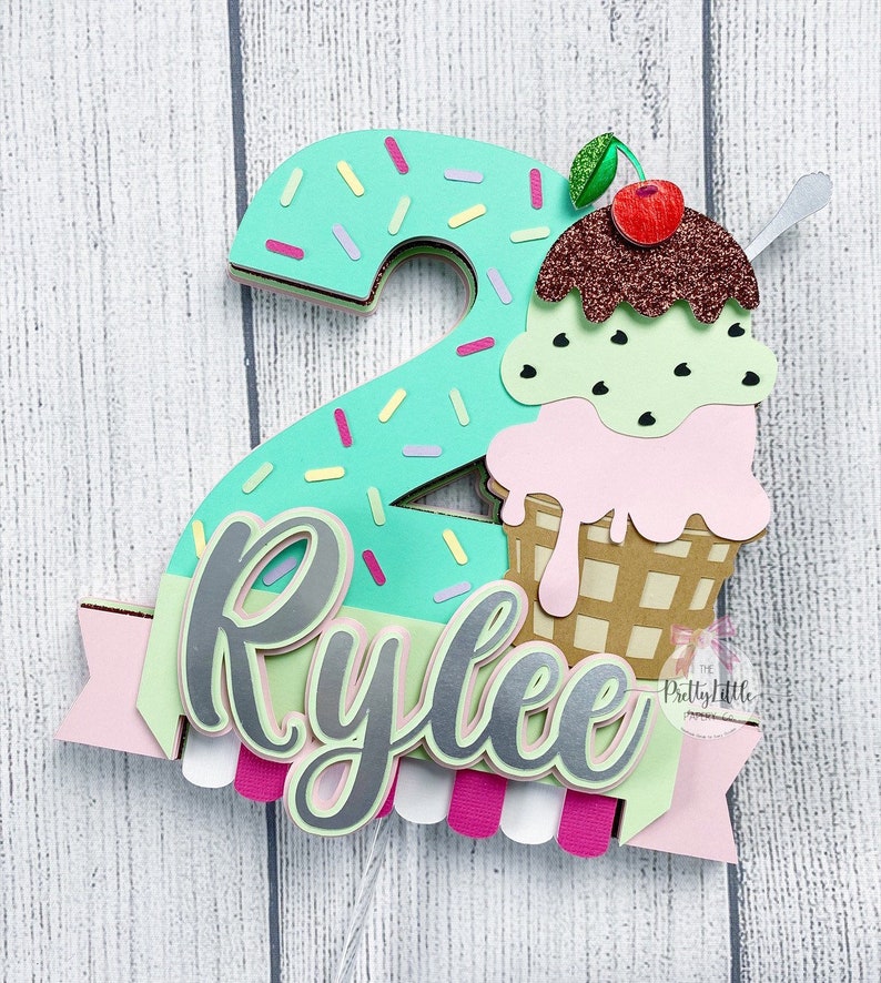 Ice Cream Cake Topper TWO Scoops Ice Cream Birthday Ice - Etsy