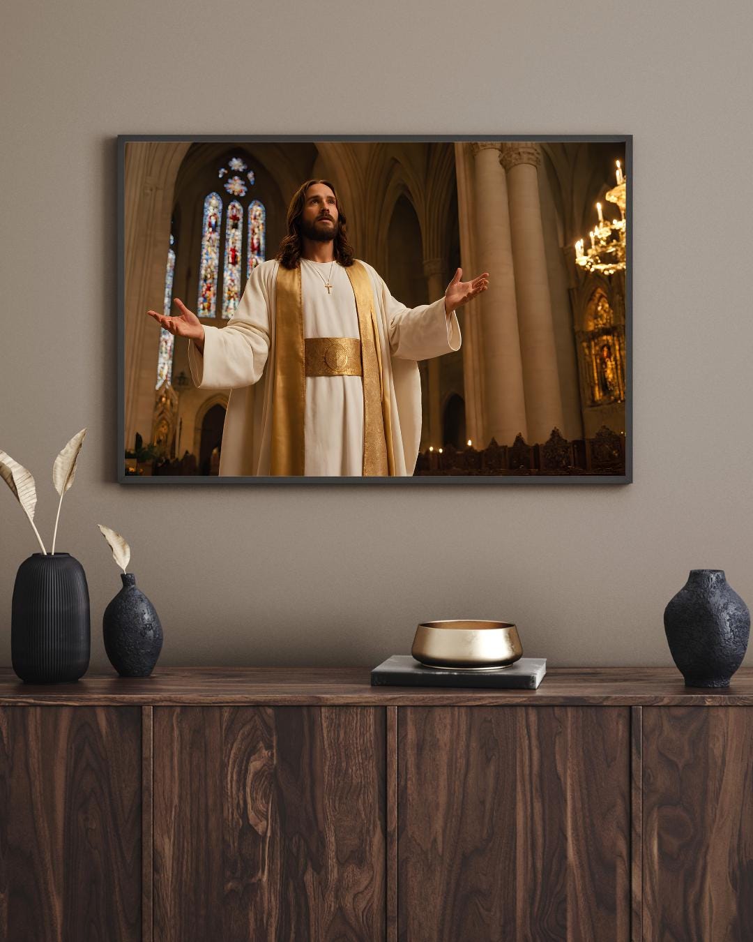 Jesus Christ in Sacred Cathedral: Inspirational Religious Digital ...