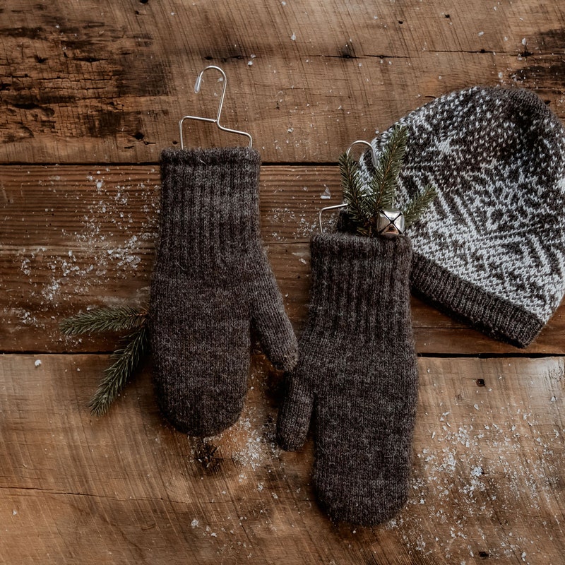 Dark Gray Fingerless Mitten - Etsy