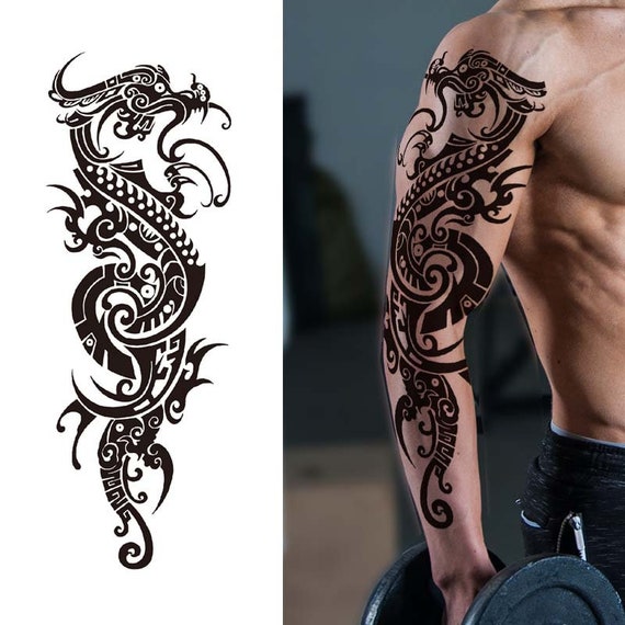 Tribal Dragon Back Tattoos For Men