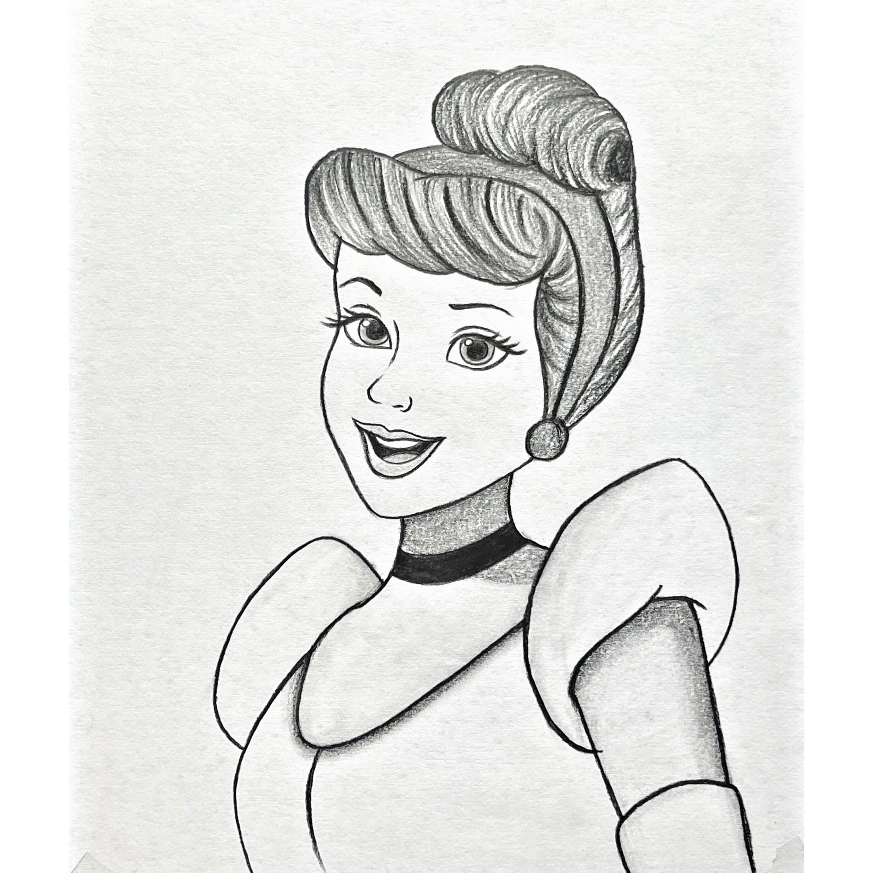 Original Hand Drawn Pencil Sketch of Princess Cinderella. A4 Pencil ...