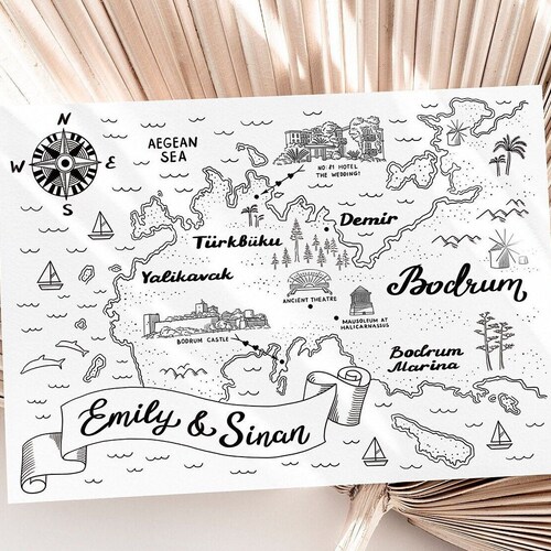 Custom Wedding Map Watercolor Wedding Map Printable Wedding | Etsy UK