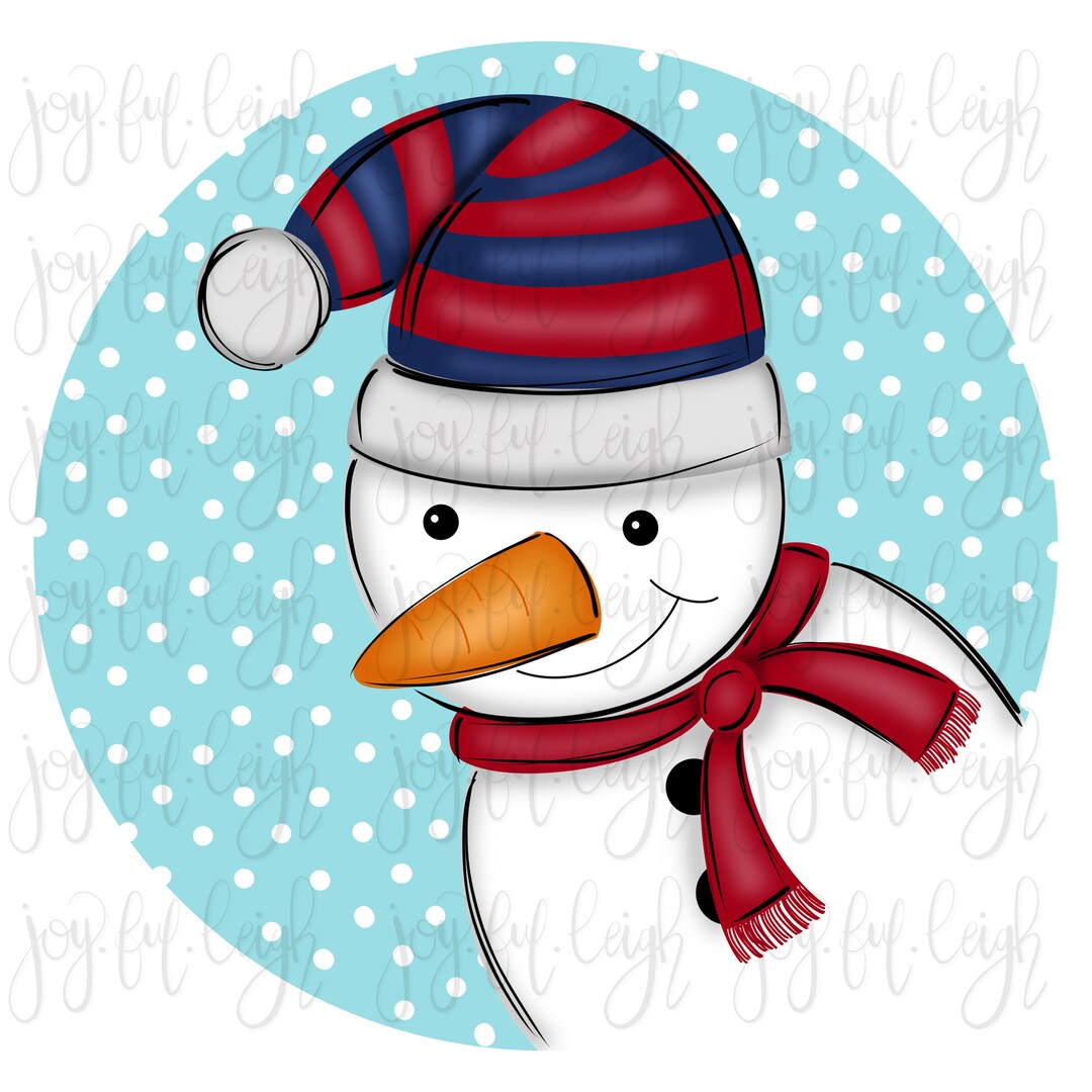 Snowman Circle PNG Printable Heat Transfer - Etsy