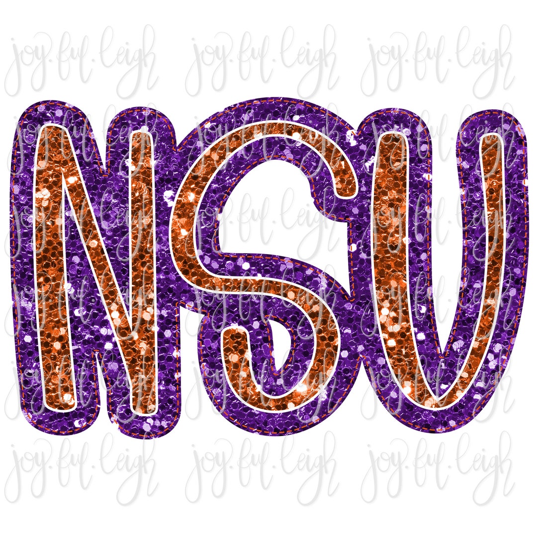 Glitter NSU, Double Stack Mascot, Faux Applique, PNG, Printable ...