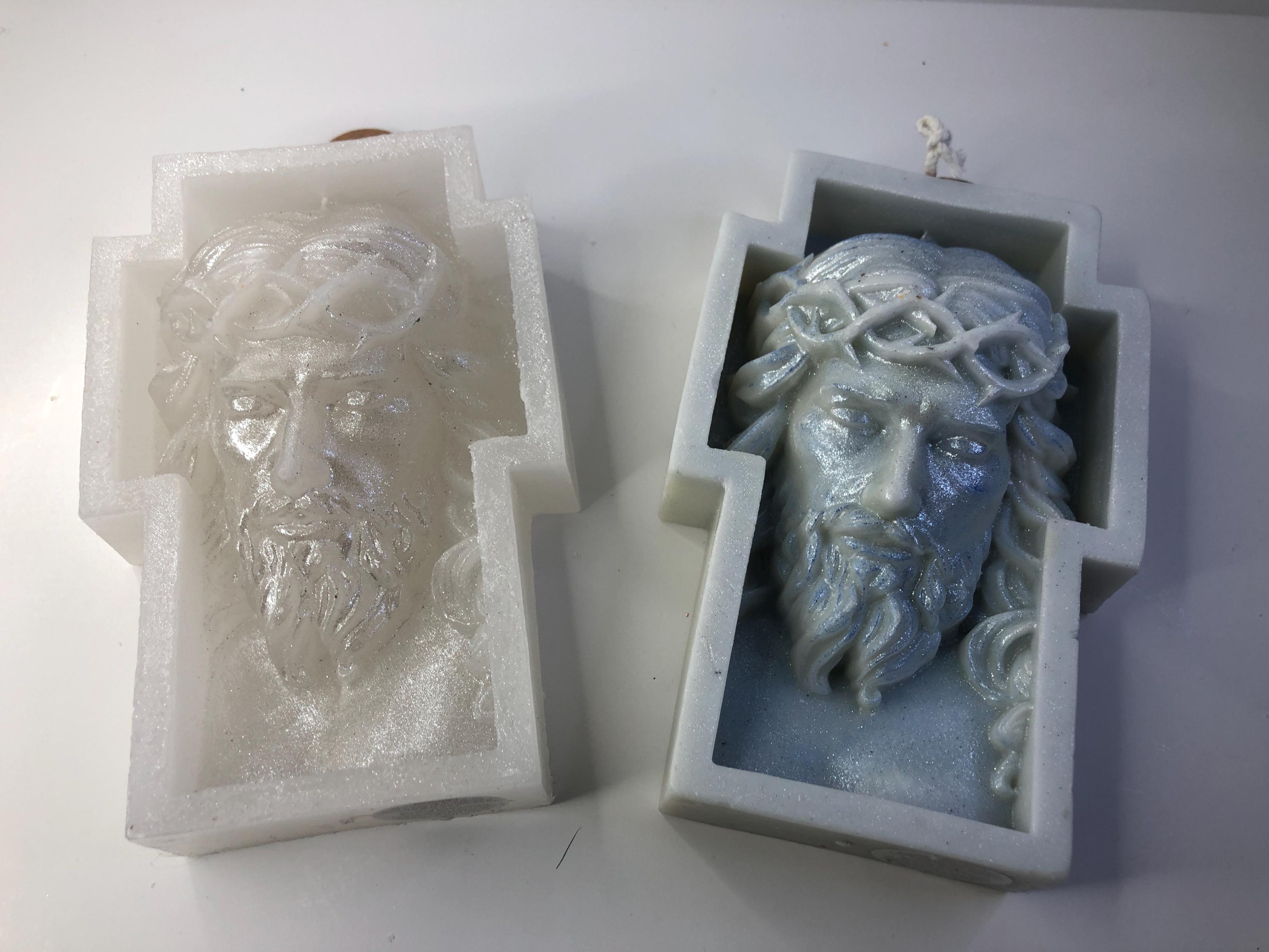 Large Sculpture Candle Jesus Christ Framed in Cross Crucifix Candles ...
