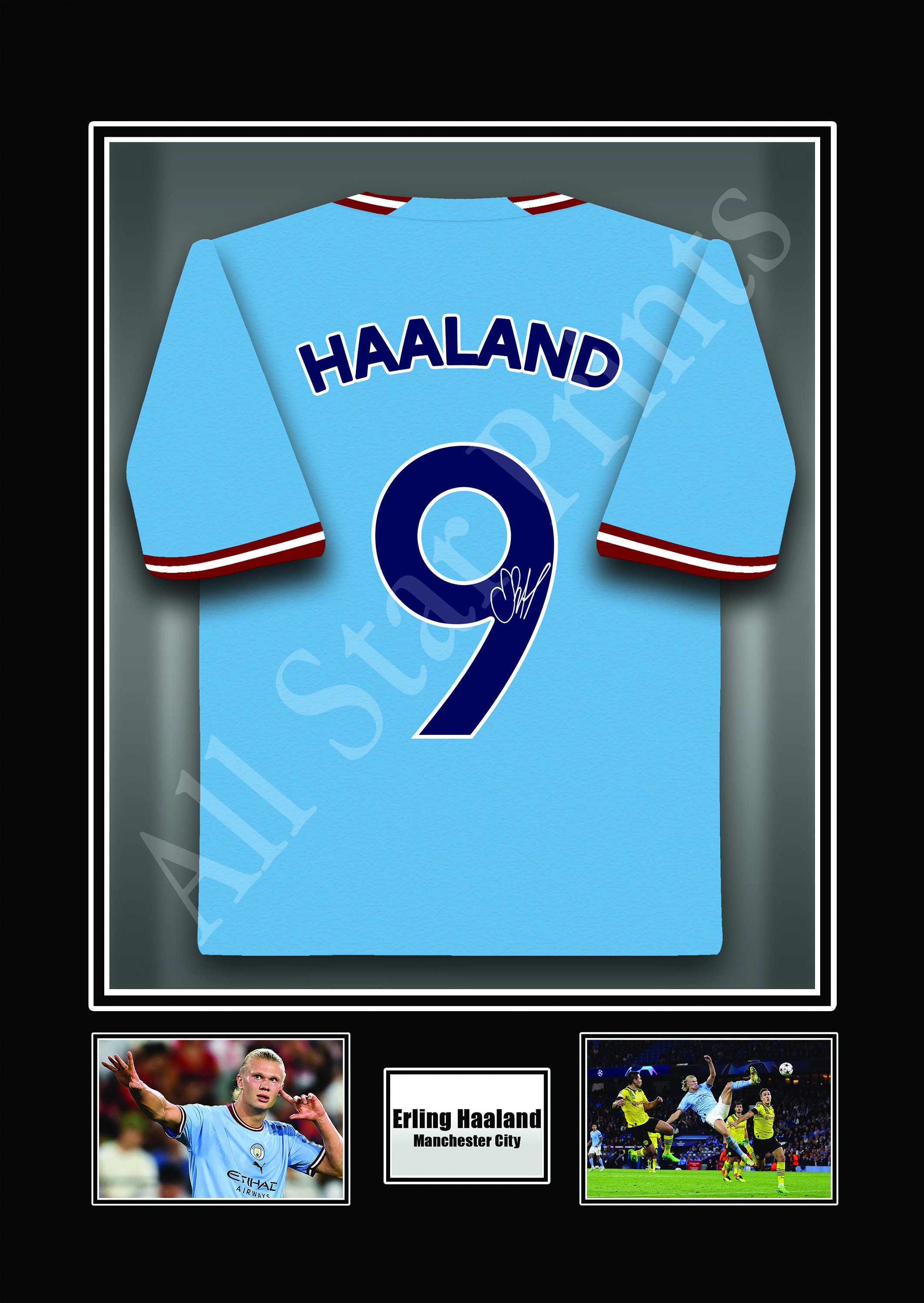 ERLING HAALAND - Manchester City Signed Football Shirt Print 1 - Wall ...