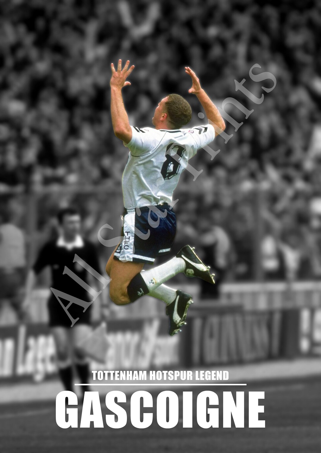 Paul Gascoigne Gazza Tottenham Hotspur Football Poster Art Print Goal ...