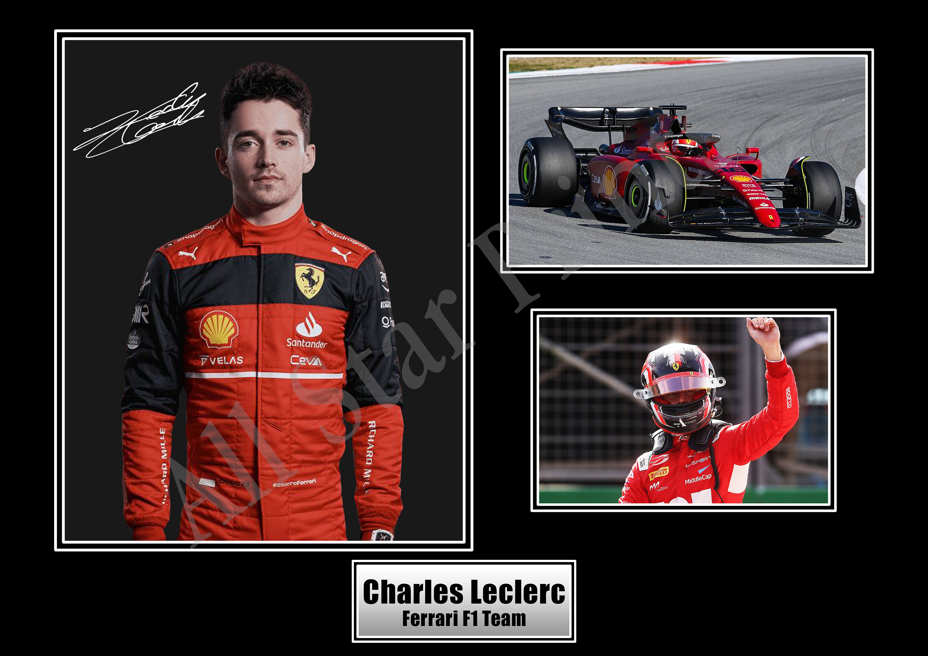 Charles Leclerc F1 Ferrari Racing Team Signed Autographed Print Poster ...