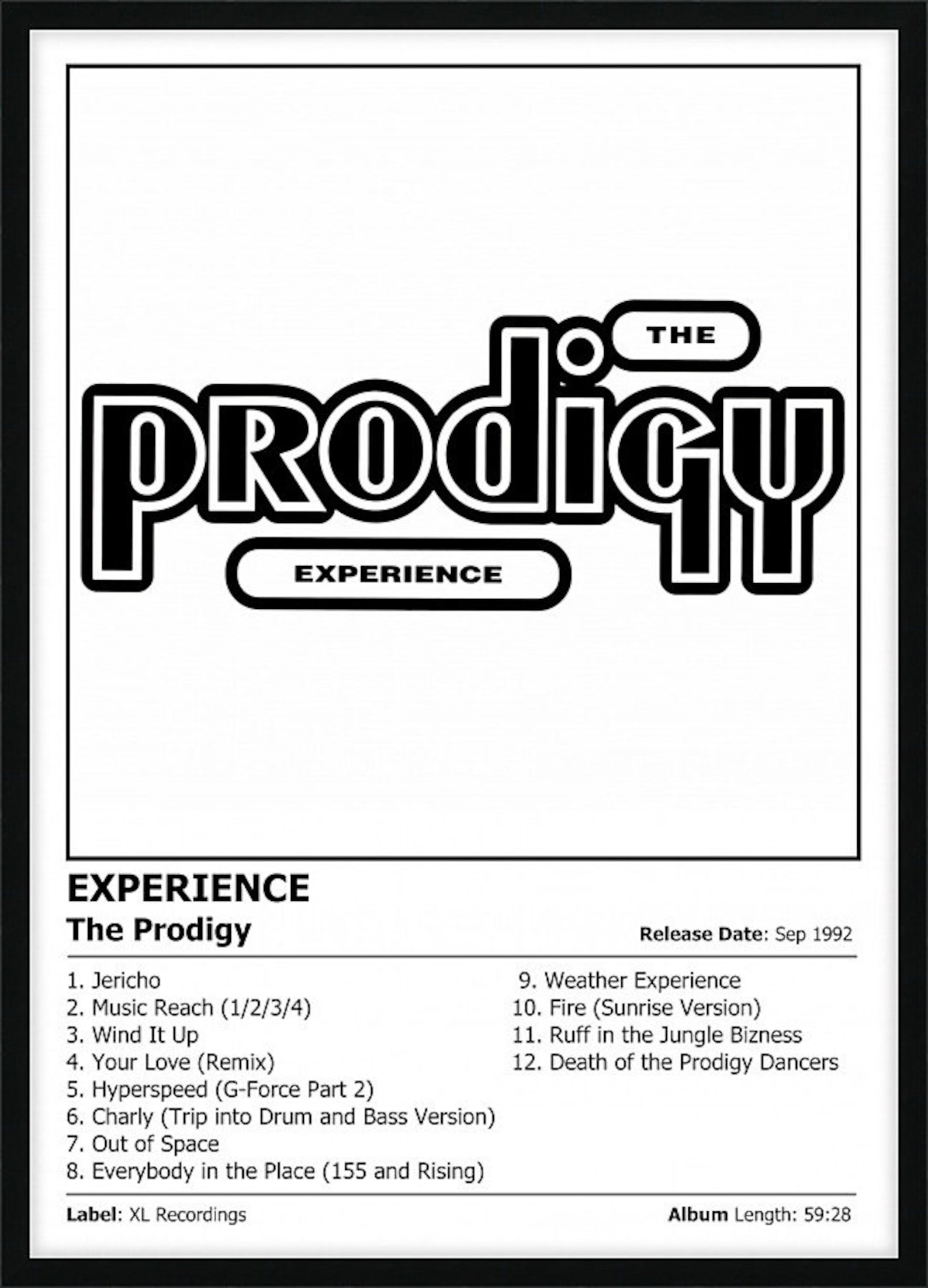 THE PRODIGY Experience Album Cover Print Poster Wall Art | Etsy