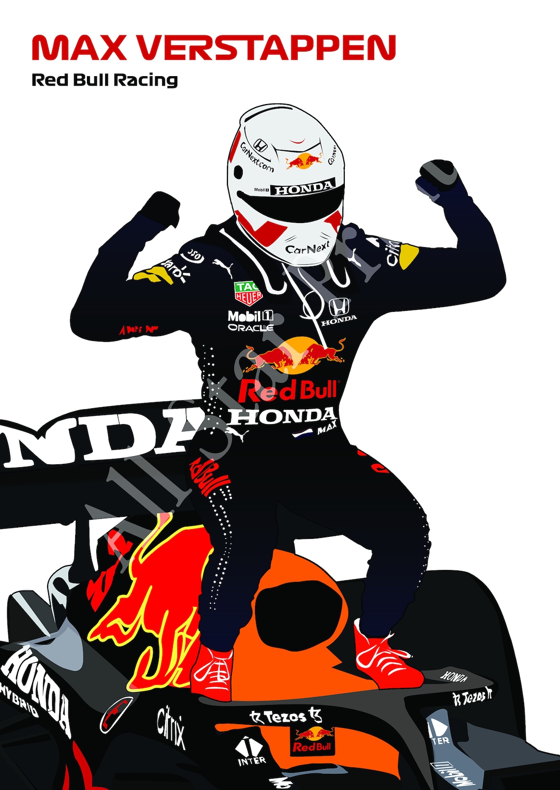 Max Verstappen F1 Red Bull Racing Illustration Vector - Etsy