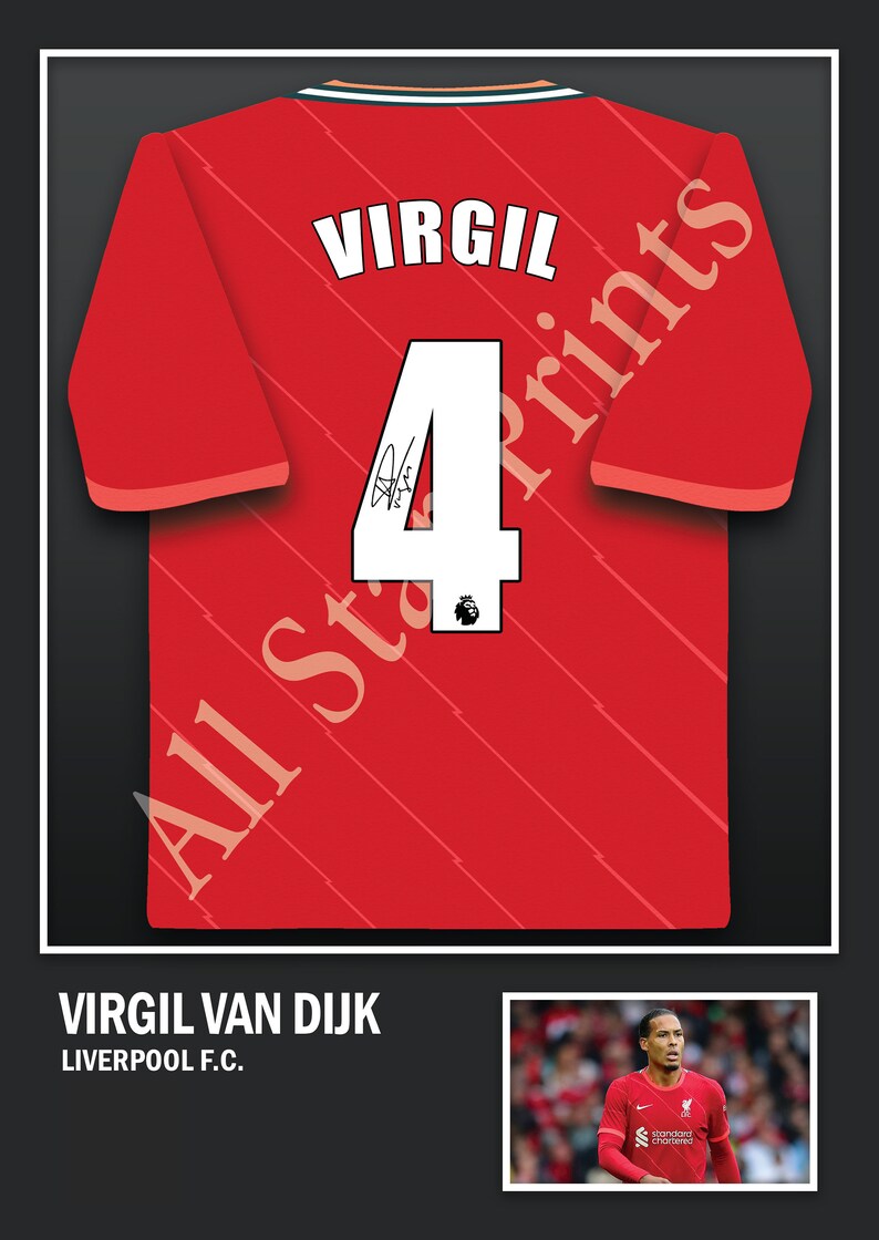 VIRGIL VAN DIJK - Liverpool F.C. Signed Football Shirt Print | Wall Art ...
