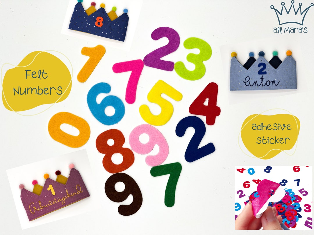 Glitter Numbers, Felt Numbers, Self-adhesive Numbers, Sticker Numbers ...