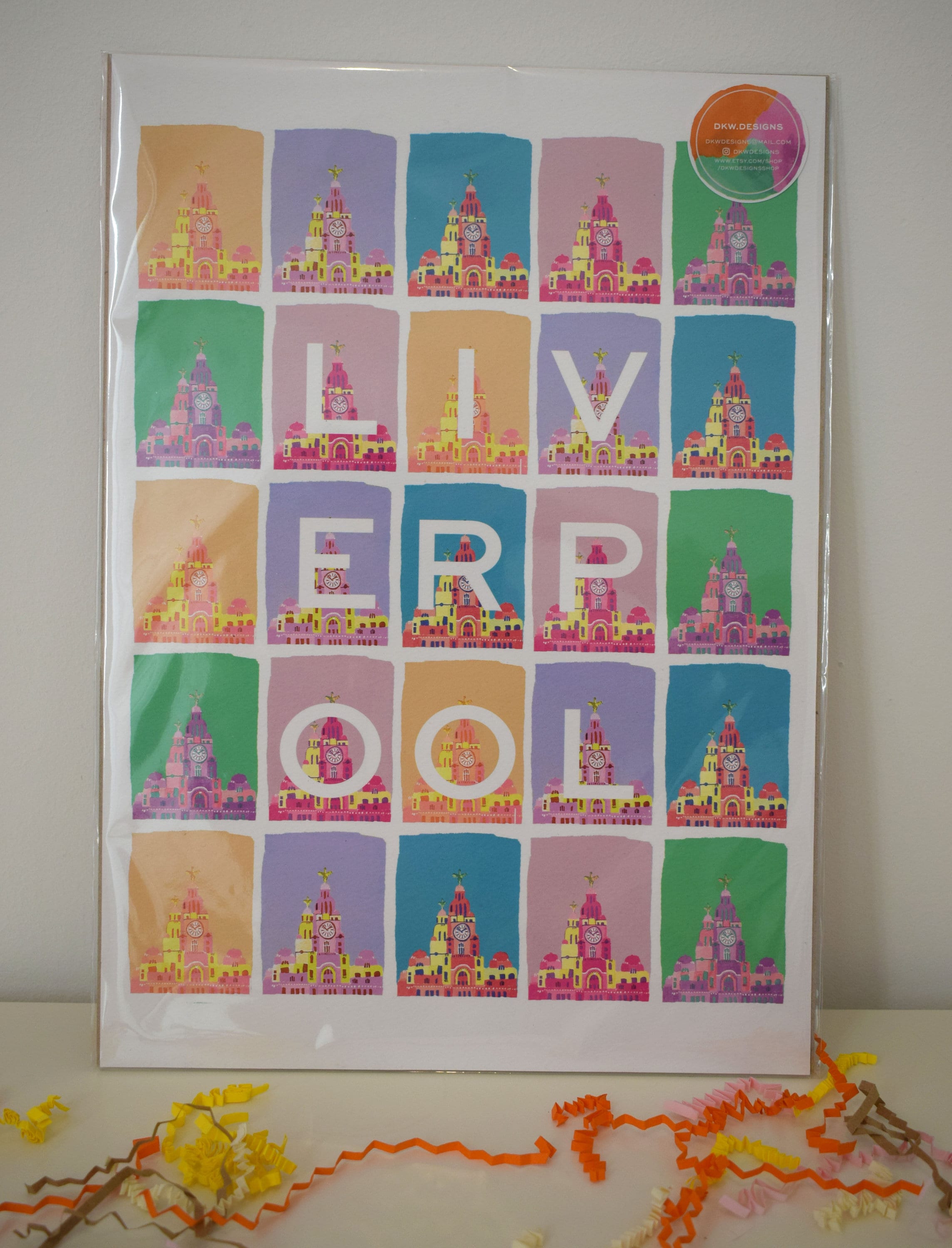 Liverpool Liver Building Pop-art Estilo colorido A3 Repetición ...