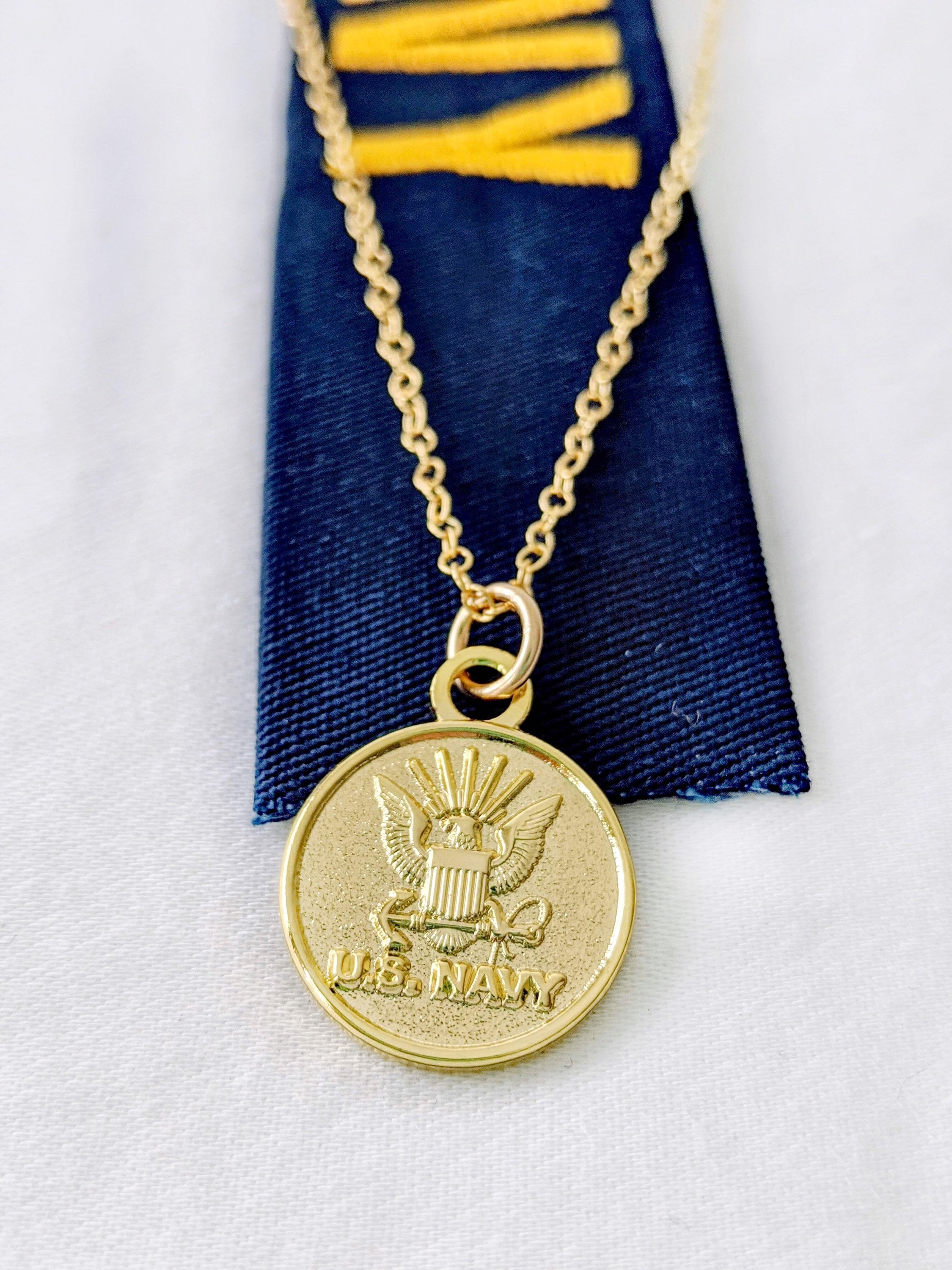 Navy Logo Pendant Necklace - Etsy
