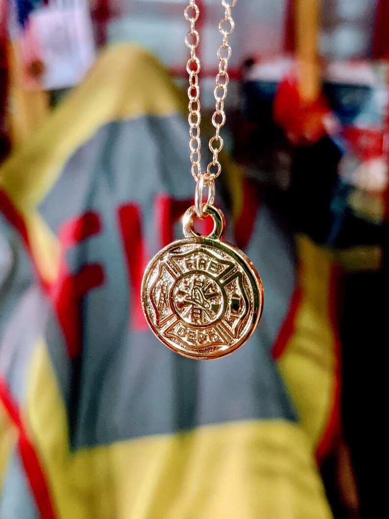 Firefighter Logo Maltese Cross Pendant Necklace - Etsy