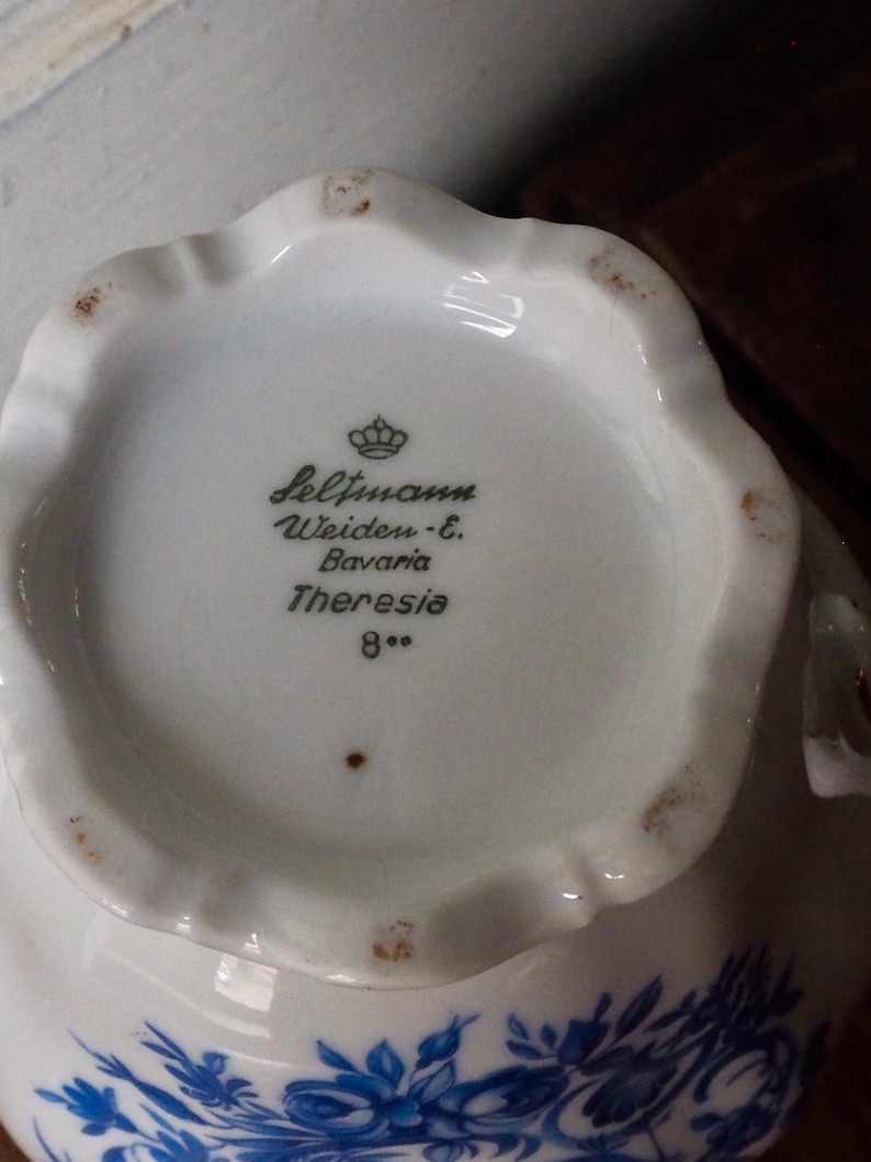 Vintage Seltmann Weiden & Bavaria Theresia Pattern Cream Jug, Blue and ...