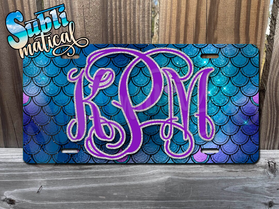 Monogrammed Mermaid Scales License Plate, Customized Vehicle, Glitter ...
