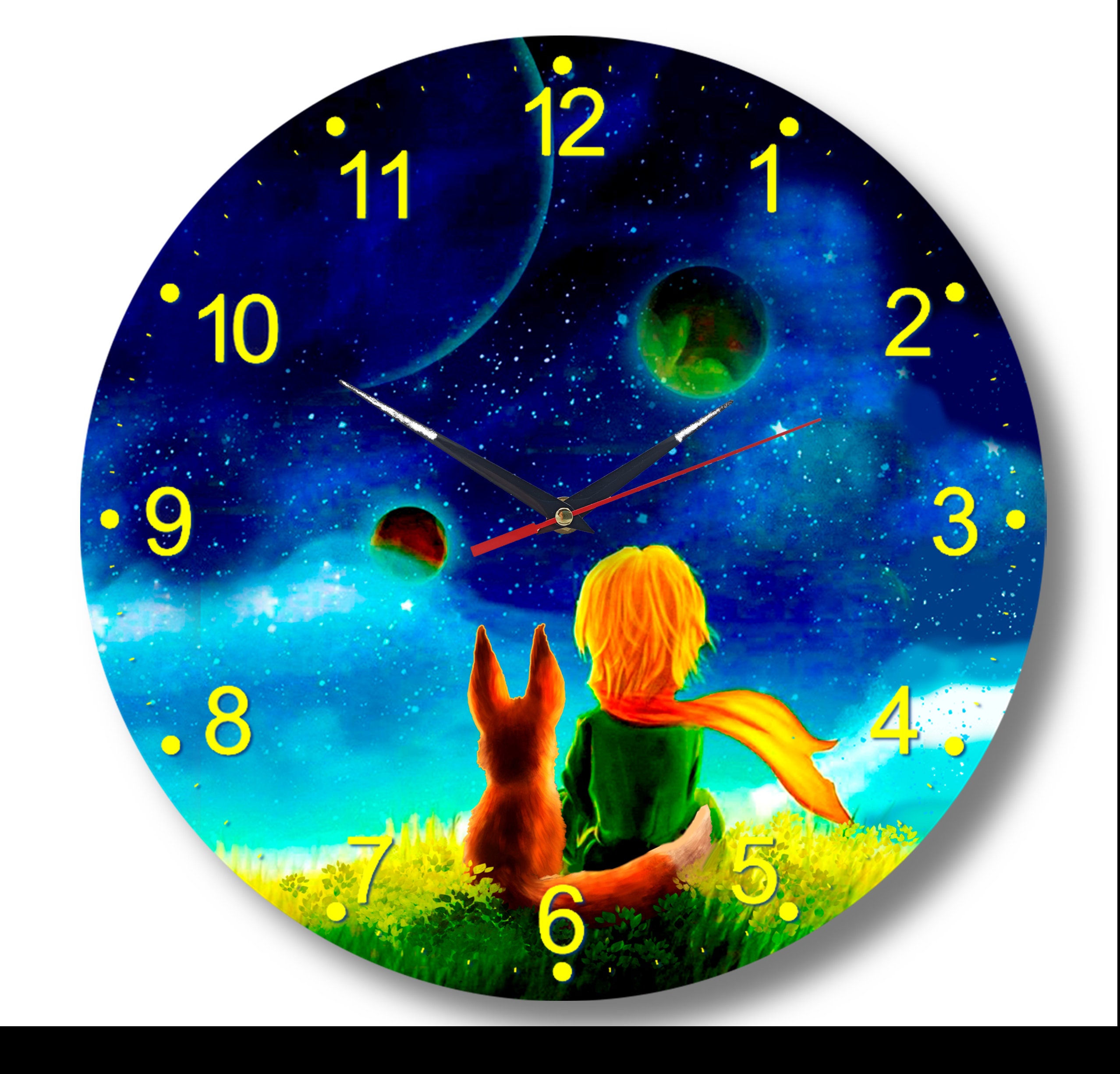 Little Prince, Antoine De Saint-exupéry, Wall Clock, Handmade, Vernish ...
