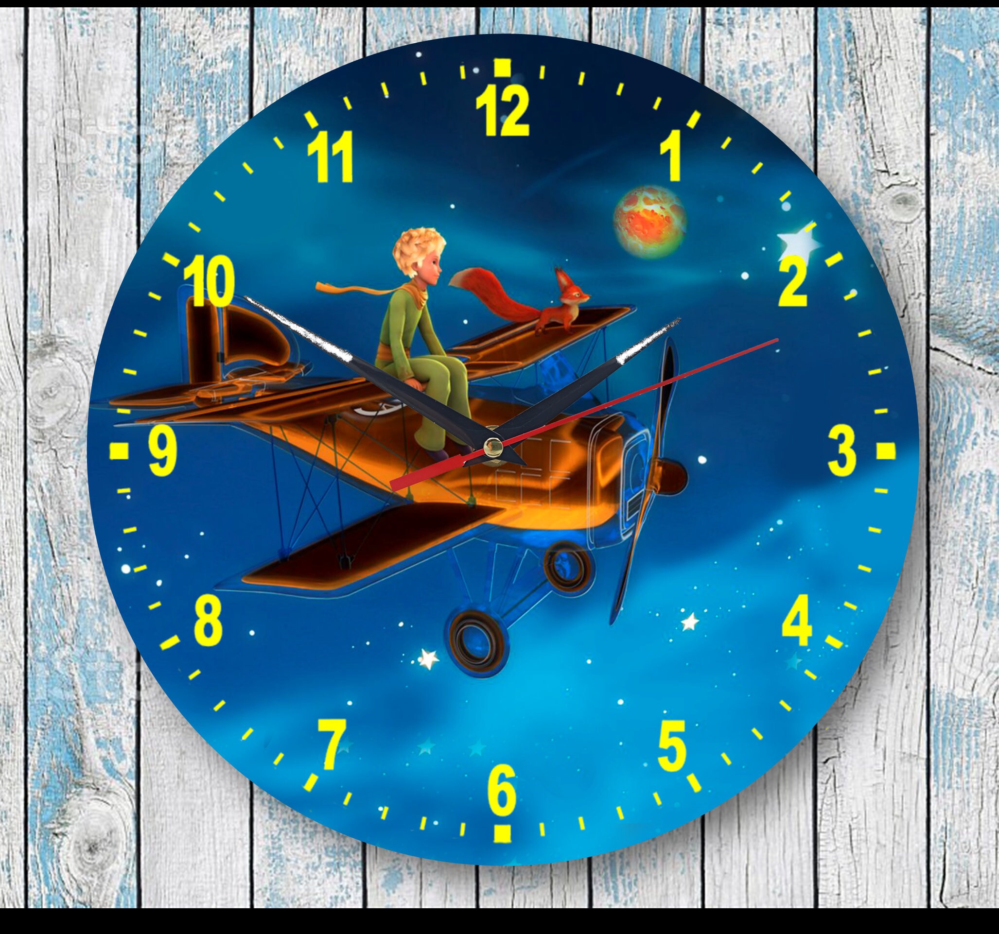 Little Prince, Antoine De Saint-exupéry, Wall Clock, Handmade, Vernish ...