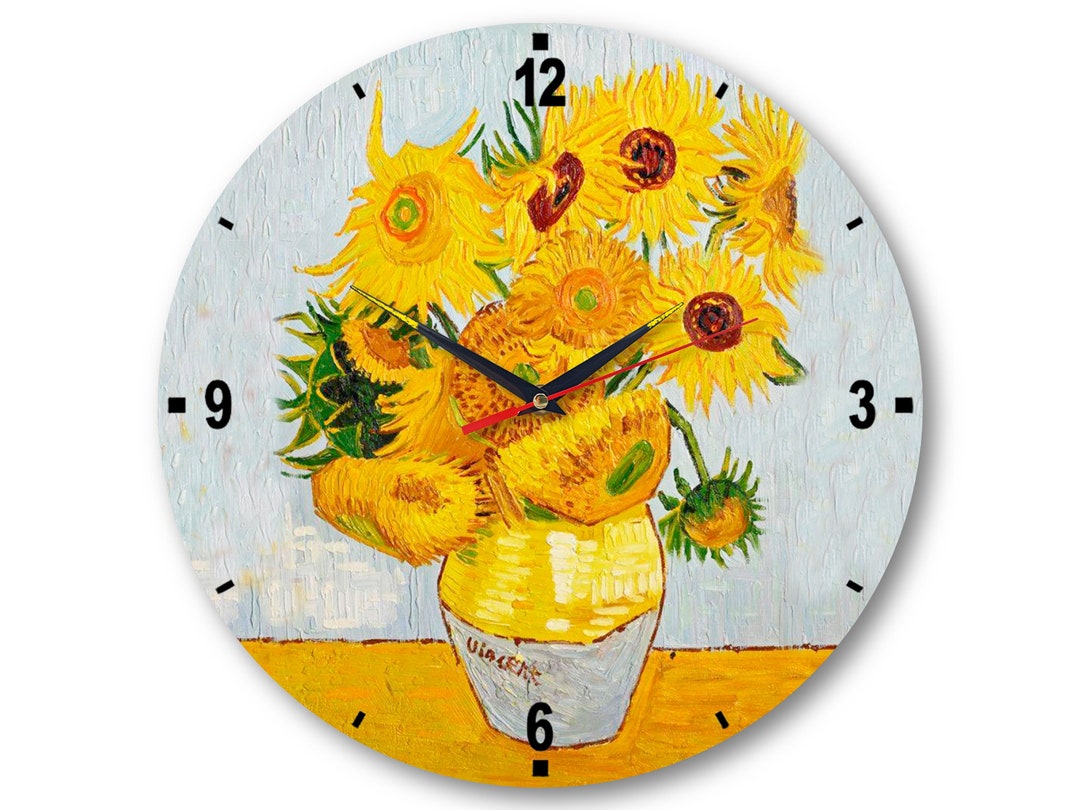 Reloj de girasoles Van Gogh mecanismo silencioso hecho a mano - Etsy España