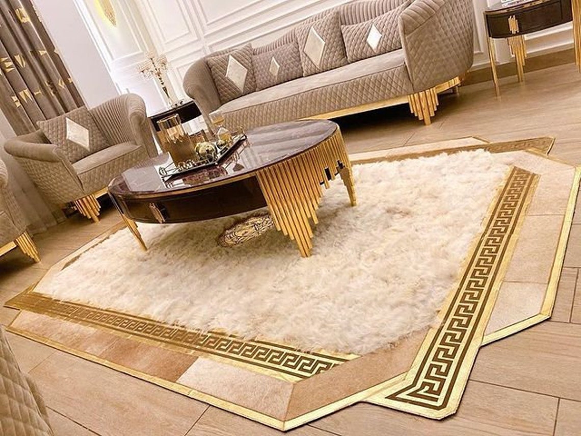 Sheepskin Patchwork Rug Natural White Fur Carpet for Living - Etsy