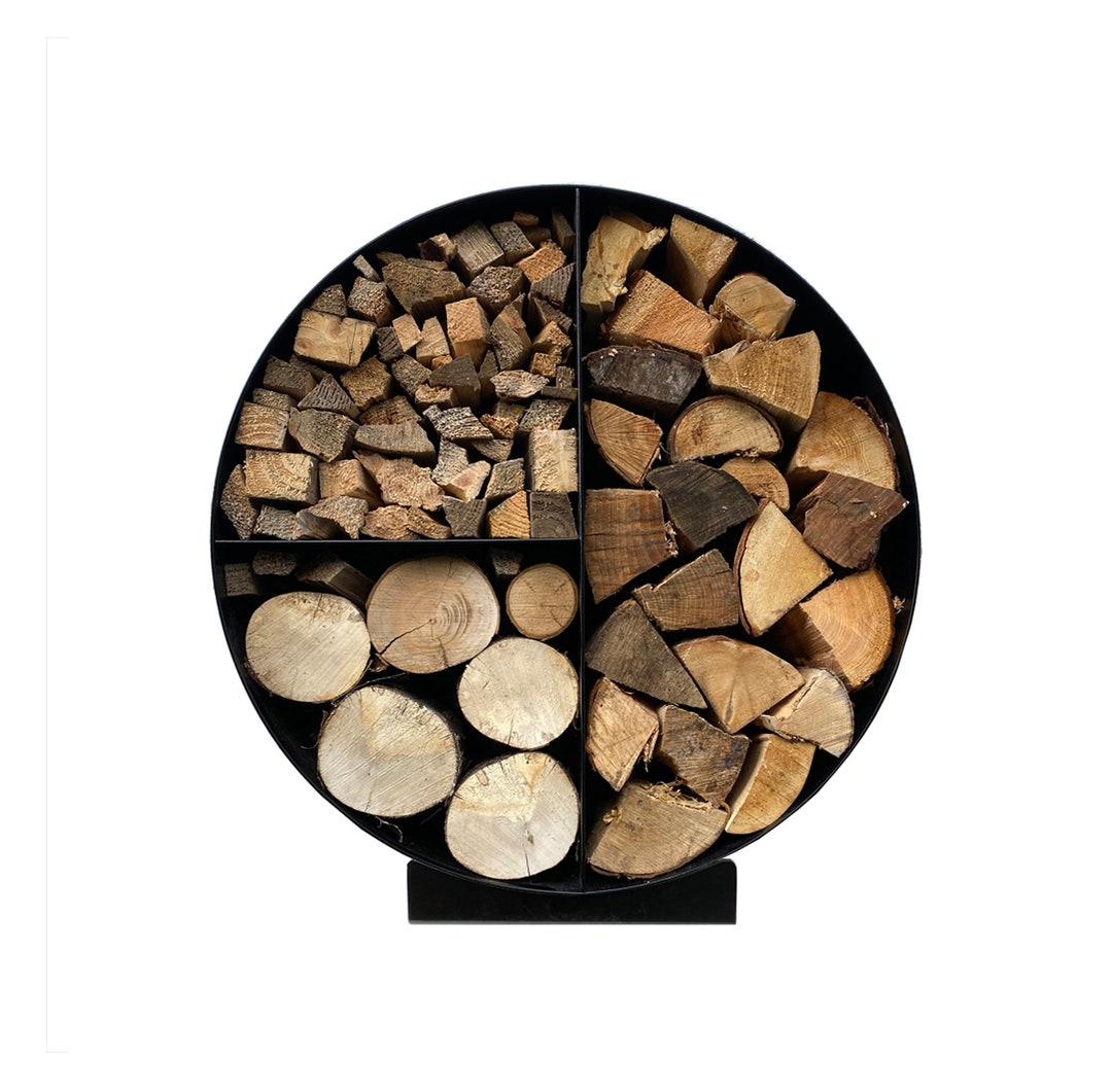 Log Holder Fire Wood Burner Store 60cm Round Black Durable Heavy Duty ...