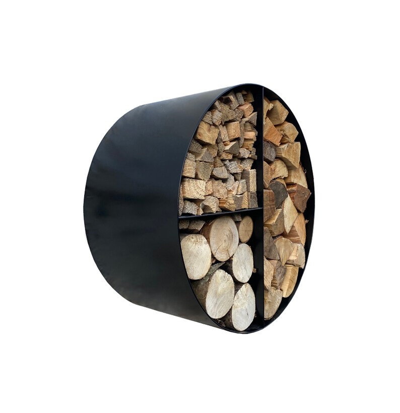 Log Holder Fire Wood Burner Store 60cm Round Black Durable Heavy Duty ...