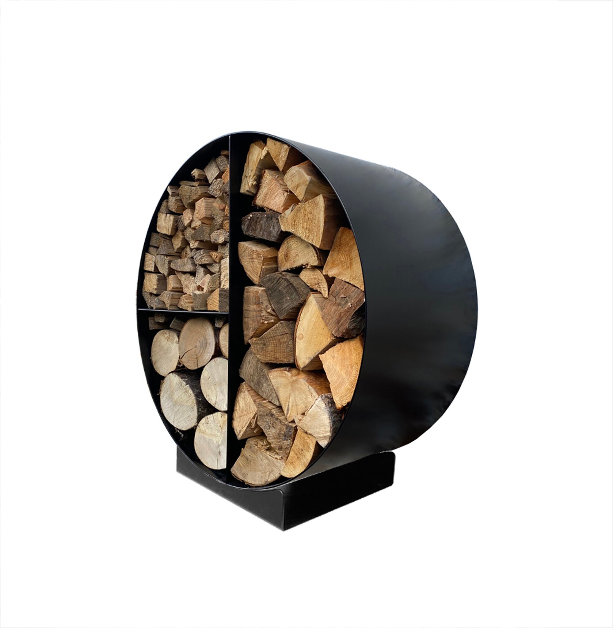 Log Holder Fire Wood Burner Store 60cm Round Black Durable Heavy Duty ...
