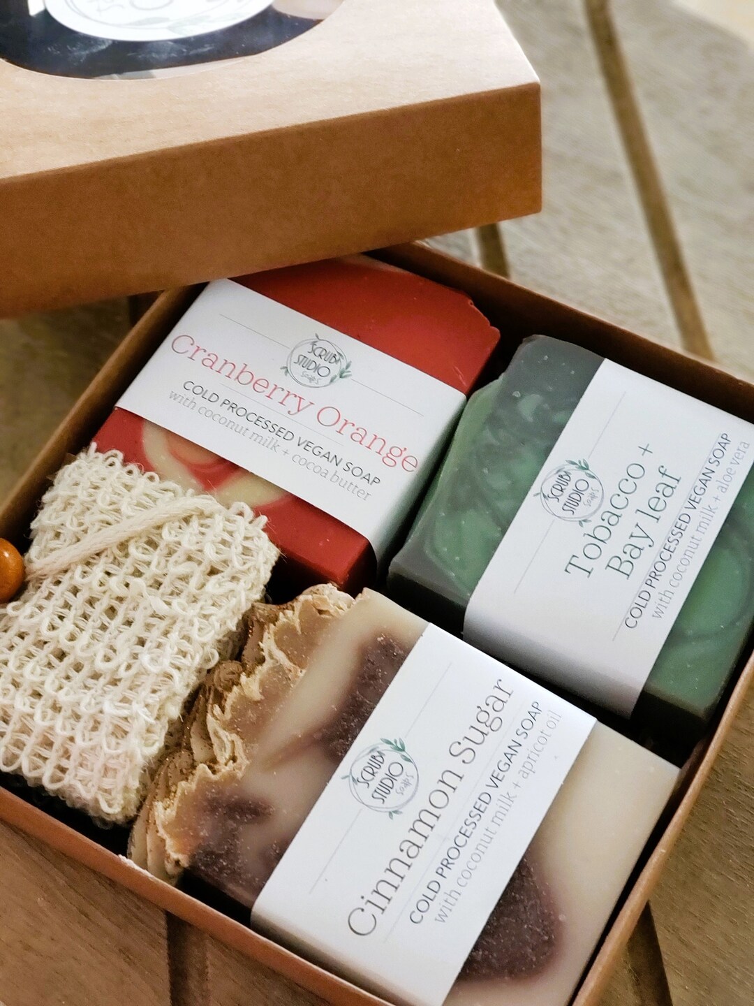 Boxed Vegan Soaps 3 Pack Sampler With Soap Saver Pouch - Etsy
