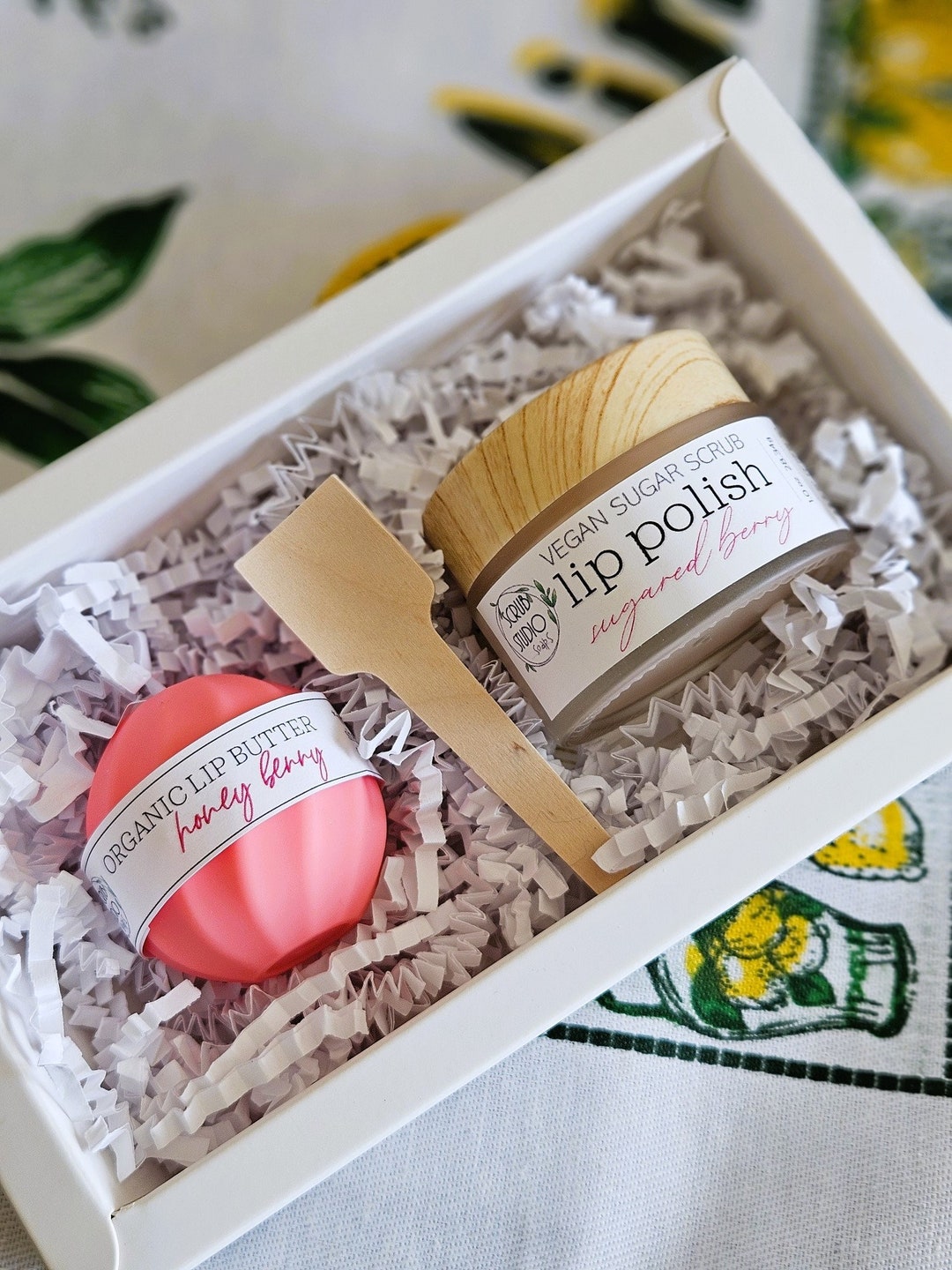 Vegan Lip Butter Sphere & Organic Lip Scrub Set | Sugared Berry - Etsy