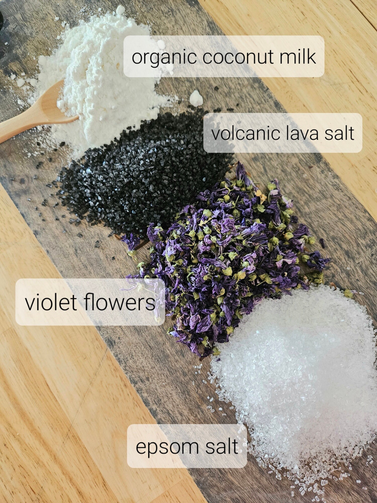 Wild Violet Coconut Milk Volcanic Salt Soak Glass Jar With Spoon and ...