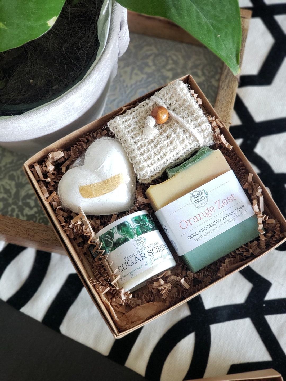 Citrus Energy Spa Set Vegan Soap, Vegan Sugar Scrub, Natural Bath Bomb ...