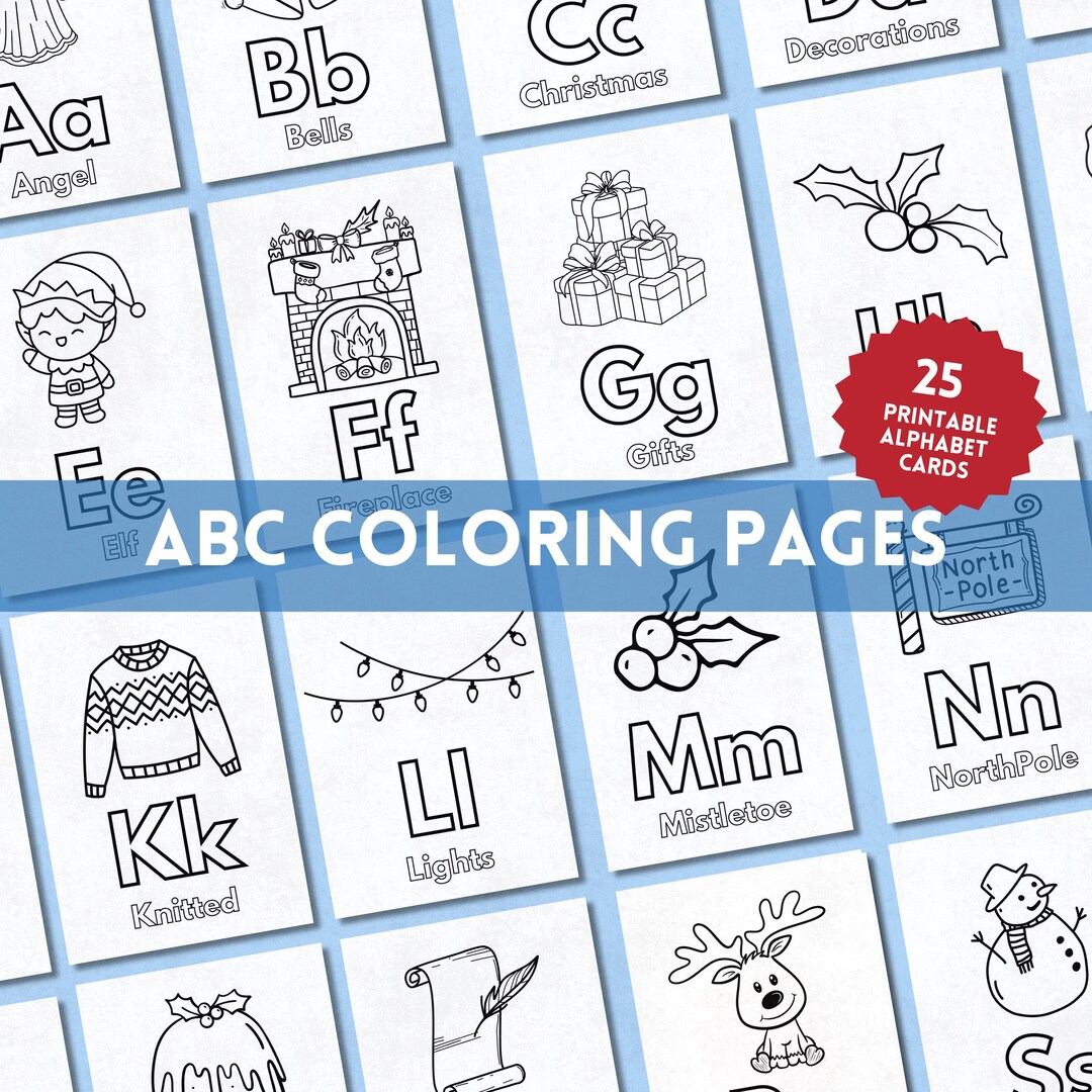 Christmas Coloring Cards, ABC Book Coloring Page, Printable Baby First ...