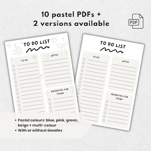 Pastel Daily To-do List Printable: Doodles, Tasks (A4 PDF) - Etsy