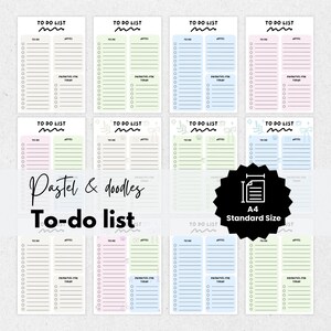 Pastel Daily To-do List Printable: Doodles, Tasks (A4 PDF) - Etsy