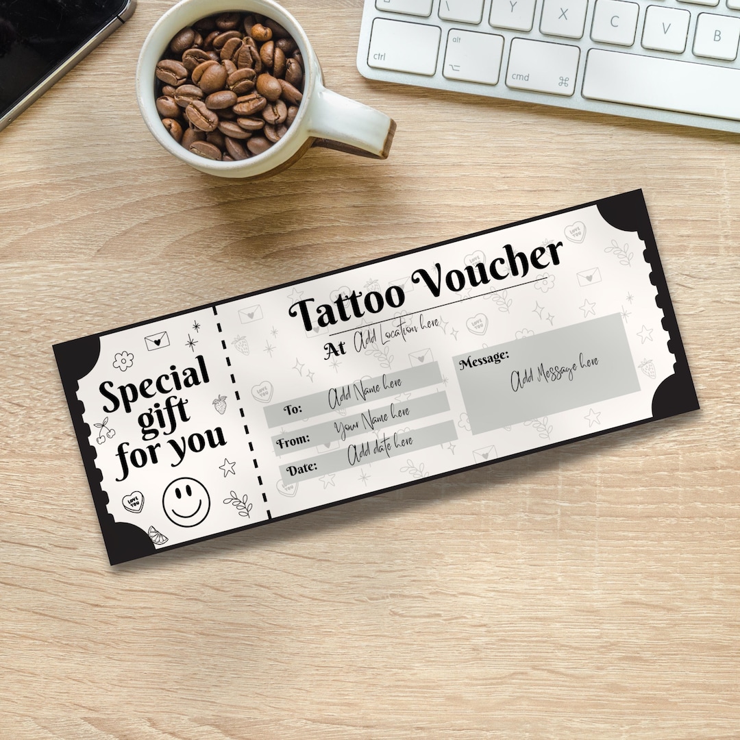 Printable Gift Tattoo Voucher – Perfect Gift for Tattoo Lovers ...