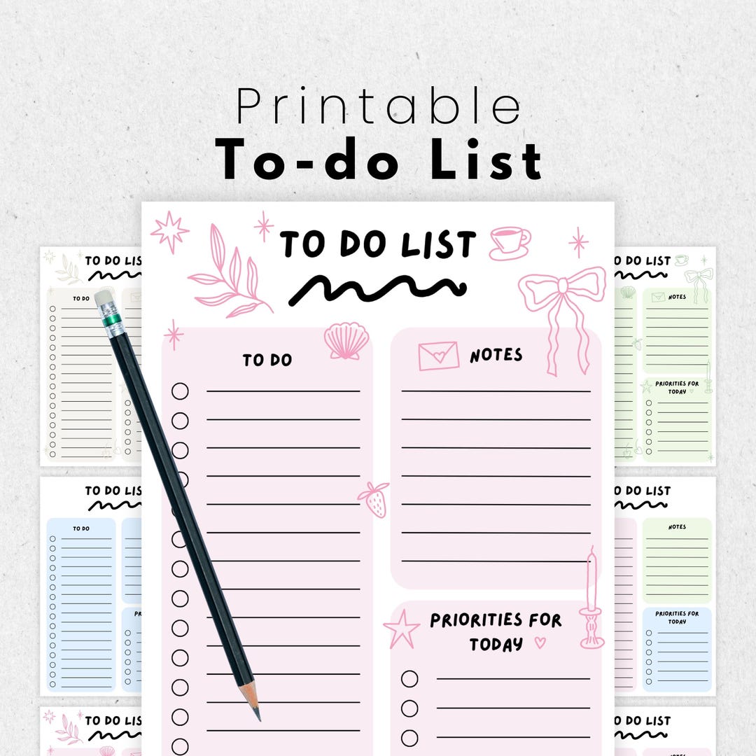 Pastel Daily To-do List Printable: Doodles, Tasks (A4 PDF) - Etsy