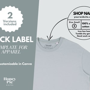 Editable Clothing Tag Template T-shirt Neck Label Garment - Etsy