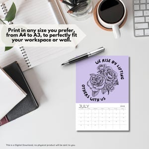 Printable 2025 Calendar, Inspirational Quotes, Digital Download, 2025 ...