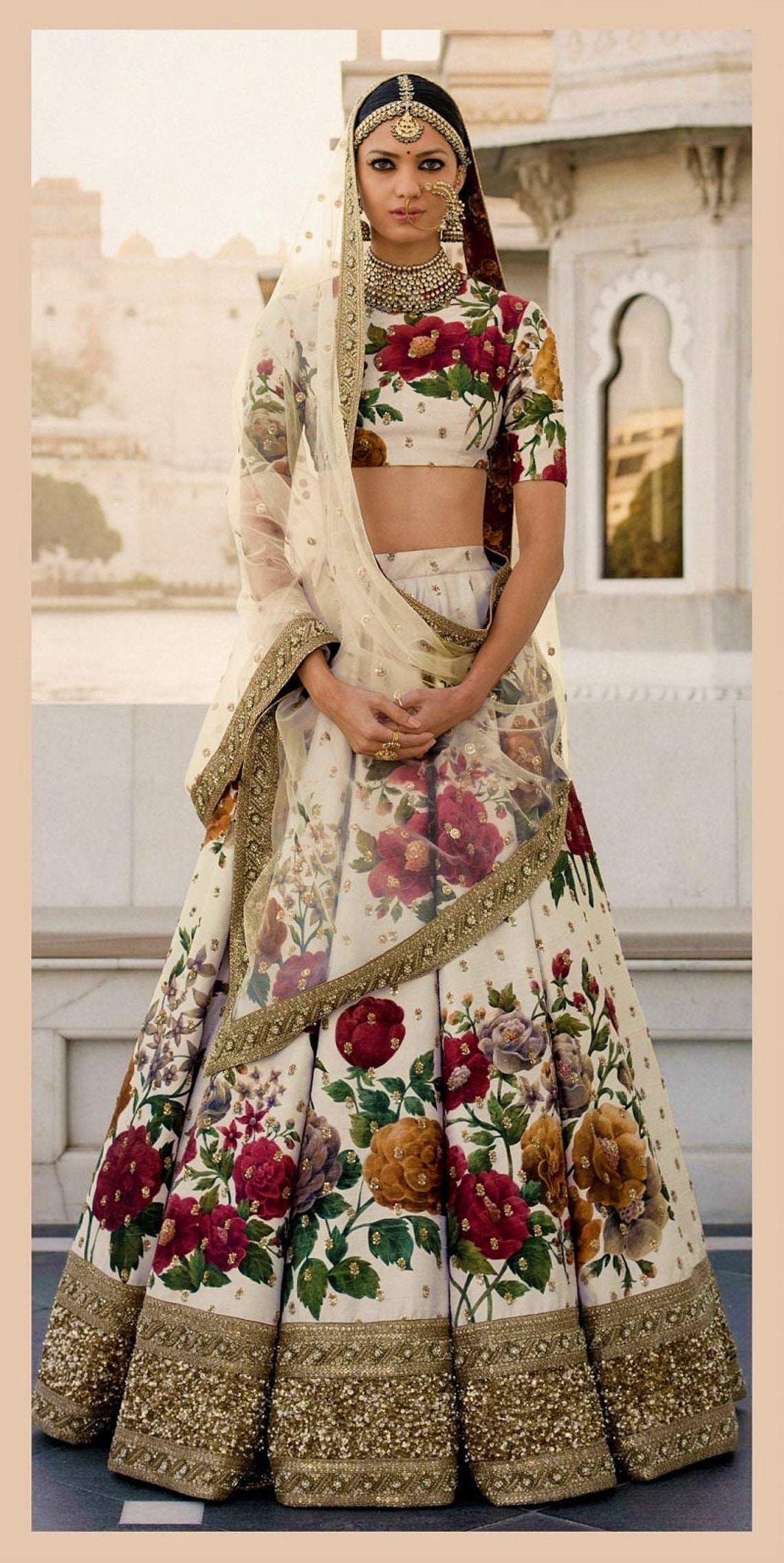 Sabyasachi Designer Floral Print Embroidered Designer Lehenga Etsy