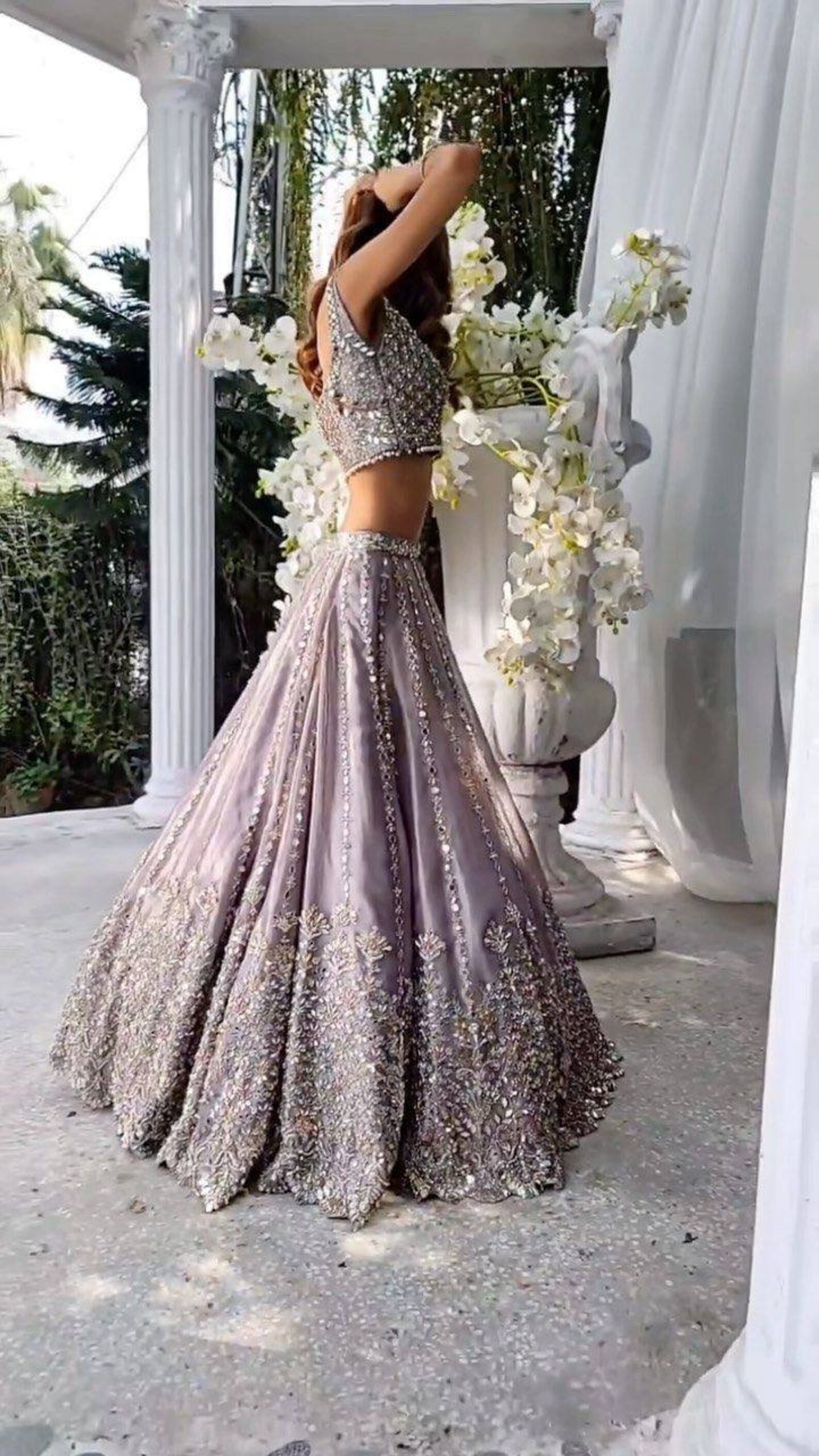 Gray Indian Designer Lehenga Choli With Chain Stitch Work - Etsy