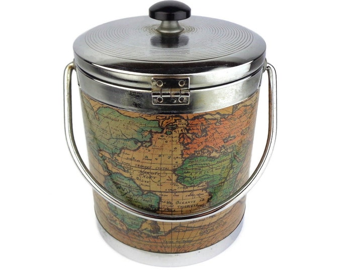 Vintage Ice Bucket With Old Map, Old Map Ice Bucket - Etsy