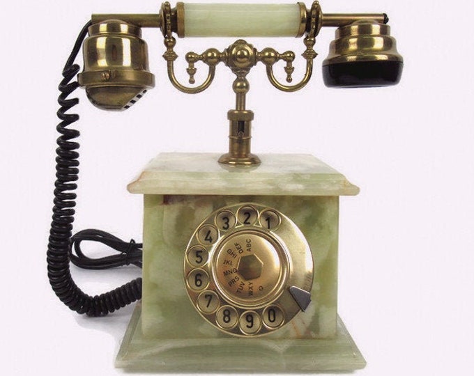 Vintage Marble Onyx Rotary Telephone, Dial Phone, Antique Rotary Phone ...