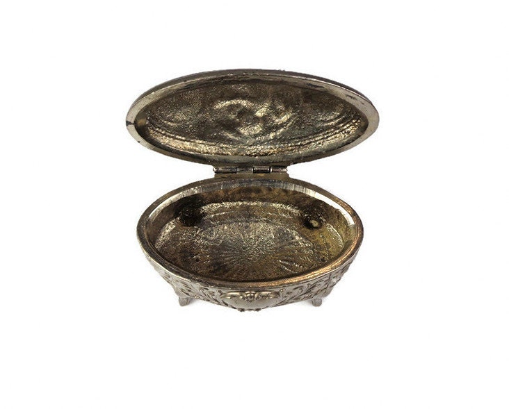 Antique Embossed Jewelry Box Vintage Metal Jewelry Box - Etsy