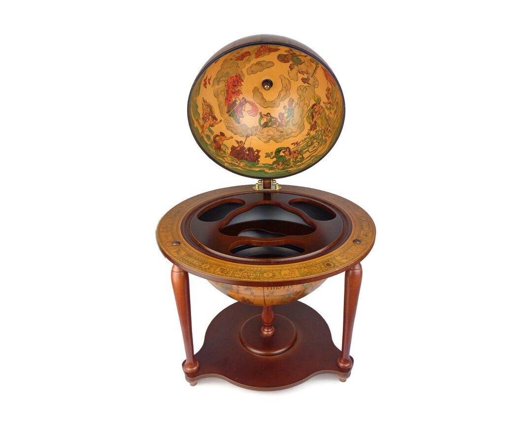 Vintage Globe Bottle Holder, Wooden Bottle Stand, Globe Bottle Display ...